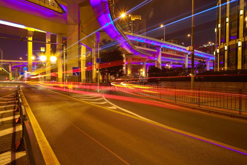 City Road Overpass Viaduct Bridge of Night Scene Stock Image - Image of ...