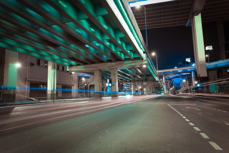 City Road Overpass Viaduct Bridge of Night Scene Stock Image - Image of ...