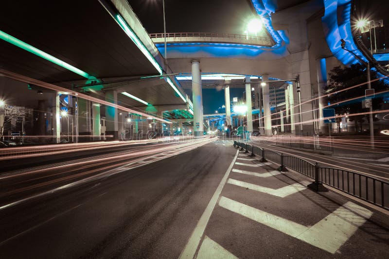 City Road Overpass Viaduct Bridge of Night Scene Stock Image - Image of ...