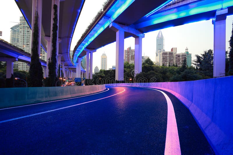 City Road Overpass Viaduct Bridge of Night Scene Stock Photo - Image of ...