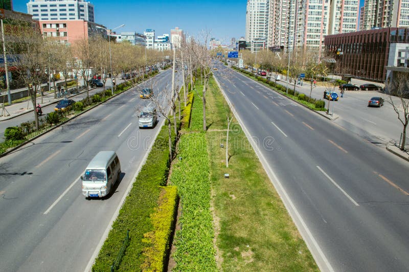 City road in spring editorial photo. Image of asia, construction - 54199031