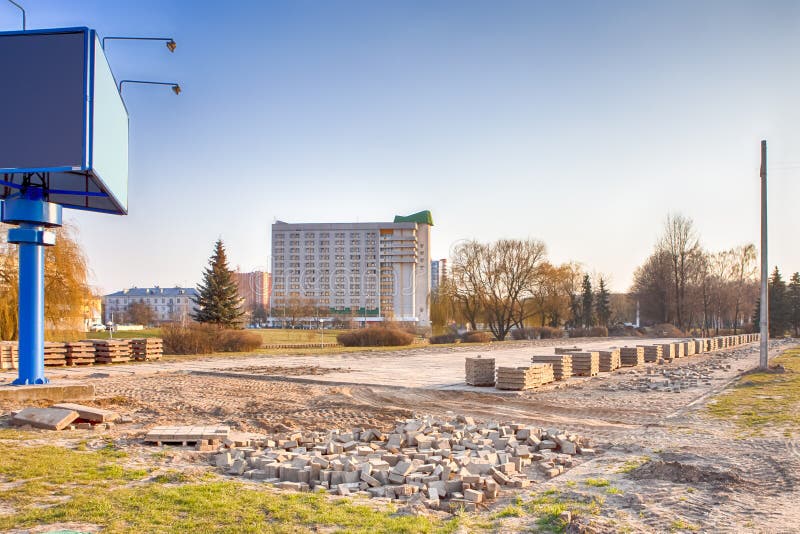 City Road Under Construction at Spring Time Stock Photo - Image of ...