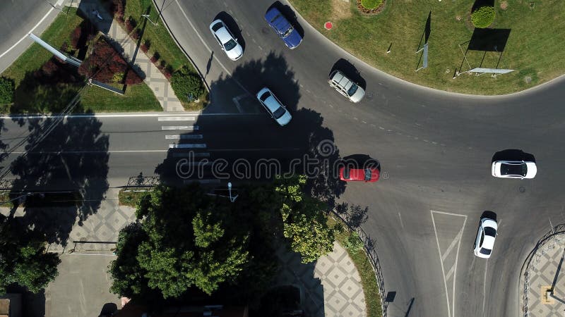 City Roads from Above - Modern Urban Roundabout Intersection Stock ...