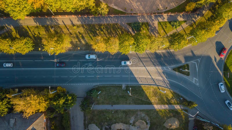 City Roads from Above - Modern Urban Traffic Intersection in August ...