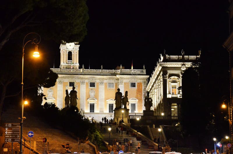 The city of Rome at night editorial photo. Image of building - 136831441