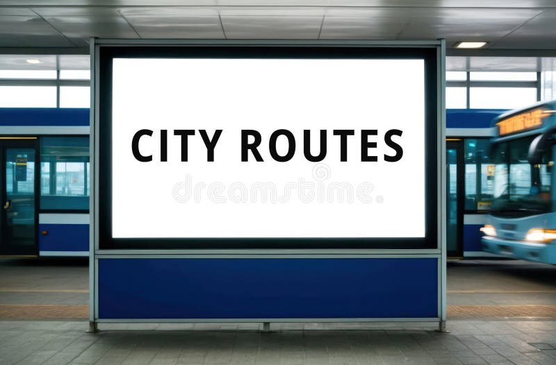CITY ROUTES Text Words Phrase on a Billboard Stock Illustration ...