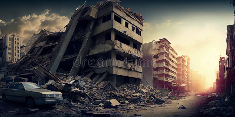 City in Ruins from a Complete Disaster Stock Illustration ...