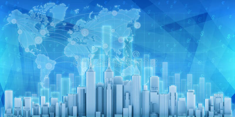 City S Economy Against Background of Card Stock Illustration ...