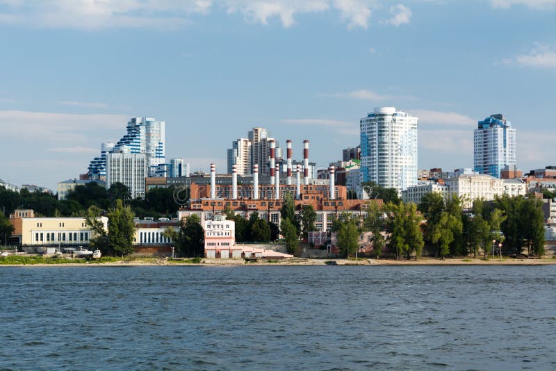 City of Samara with the Volga River Stock Photo - Image of embankment ...