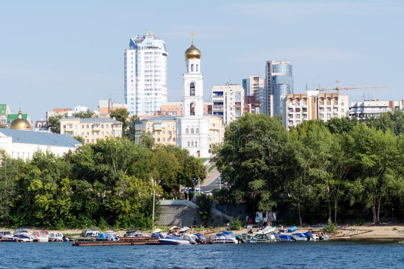 Samara from the Volga stock image. Image of houses, river - 76189285