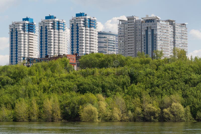 Samara from the Volga stock image. Image of houses, river - 76189285