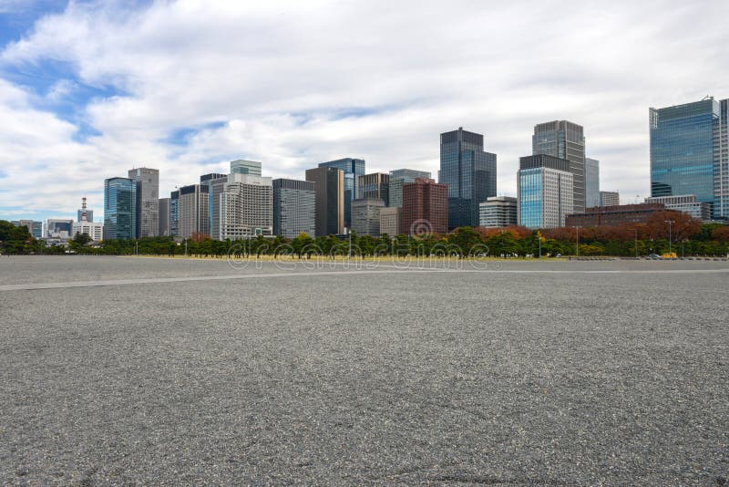 City Scape of Building with Public Square Stock Photo - Image of modern ...