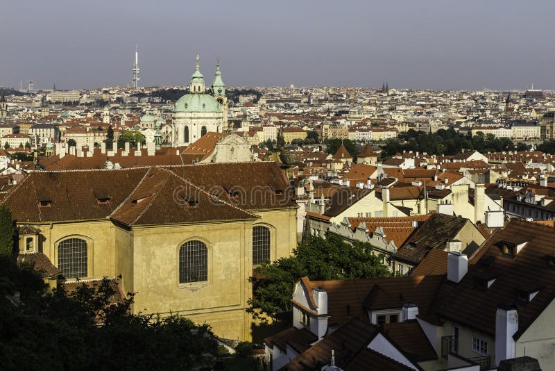 City Scape Overlooking Prague, CZ Stock Photo - Image of house, church ...