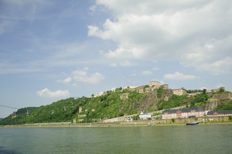 City Scene with Beautiful Rhine River Scenic . Stock Image - Image of ...