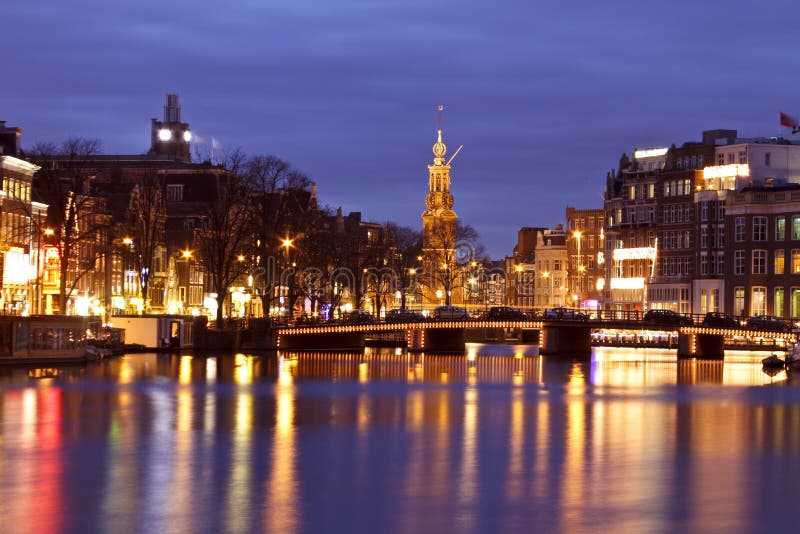 City Scenic from Amsterdam Netherlands Stock Image - Image of night ...