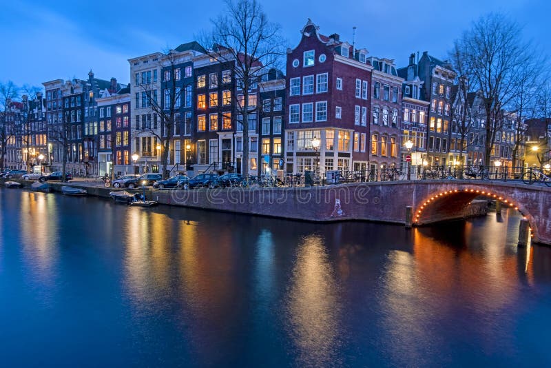 City Scenic from Amsterdam in the Netherlands at Sunset Stock Photo ...