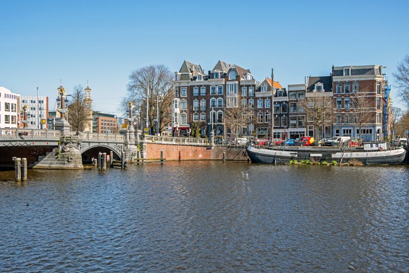 City Scenic from Amsterdam at the River Amstel in the Netherlands Stock ...