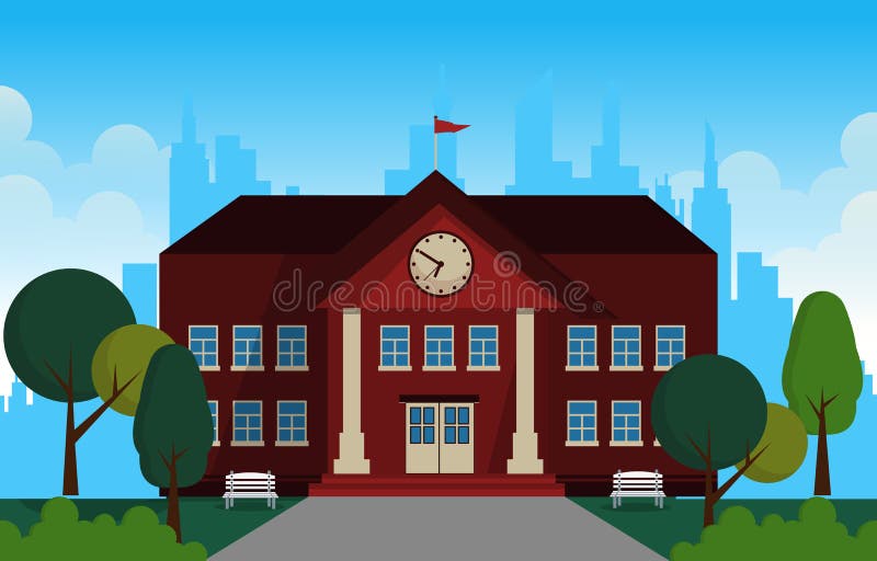 City School Building Study Learning Education Vector Illustration Stock ...