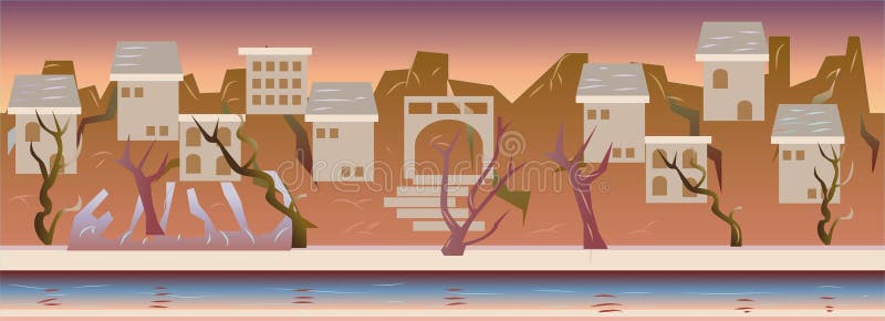 City by the Sea City View Panorama Game Background Vector Stock Vector ...