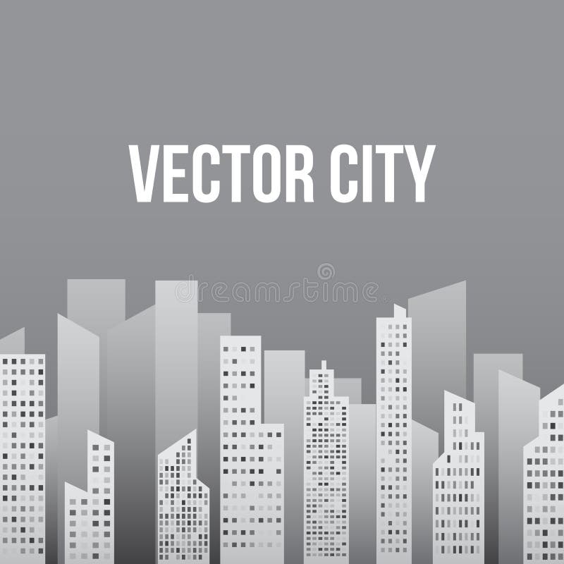 City in Shades of Light Gray Illustration Stock Vector - Illustration ...
