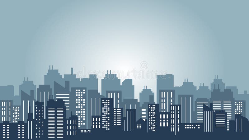 City Shadow Background in Silhouette at Night Stock Vector ...
