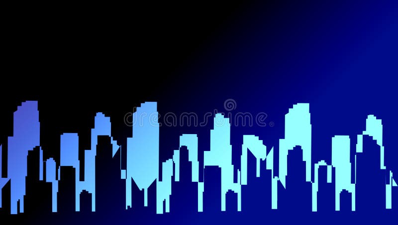 City Shadow in the Blue Lights. Handmade Image of Urban Landscape Stock ...