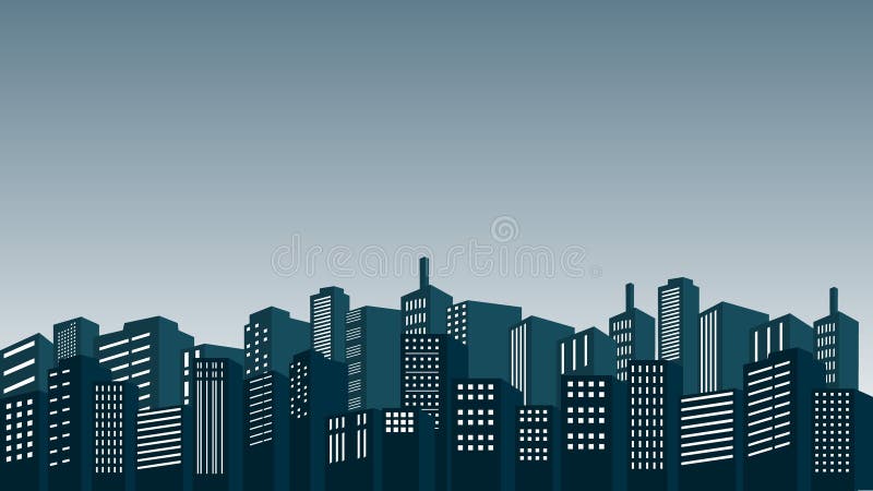 City in the Shadows Nighttime Silhouettes of Multi Storey Buildings ...