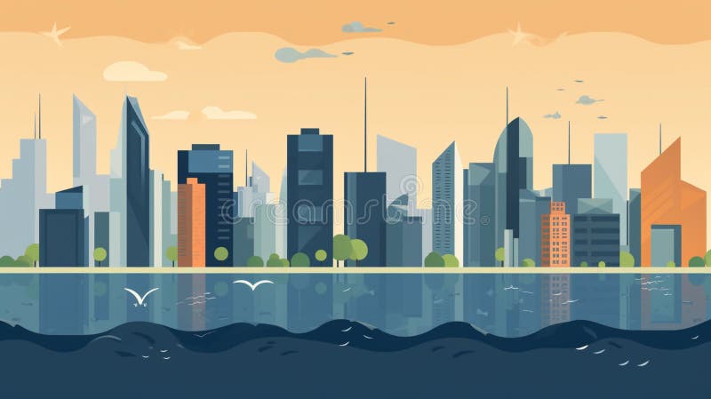 A City Showing the Effect of Climate Change Stock Illustration ...