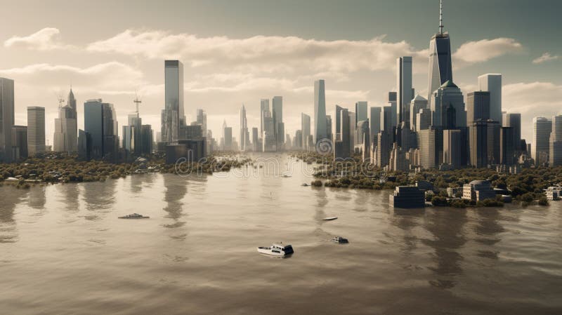 A City Showing the Effect of Climate Change Stock Illustration ...