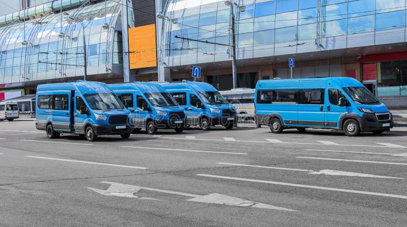 City Shuttle Buses in the Parking Lot Stock Photo - Image of cargo ...