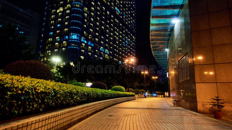 City sidewalk stree night stock image. Image of sidewalk - 58840871