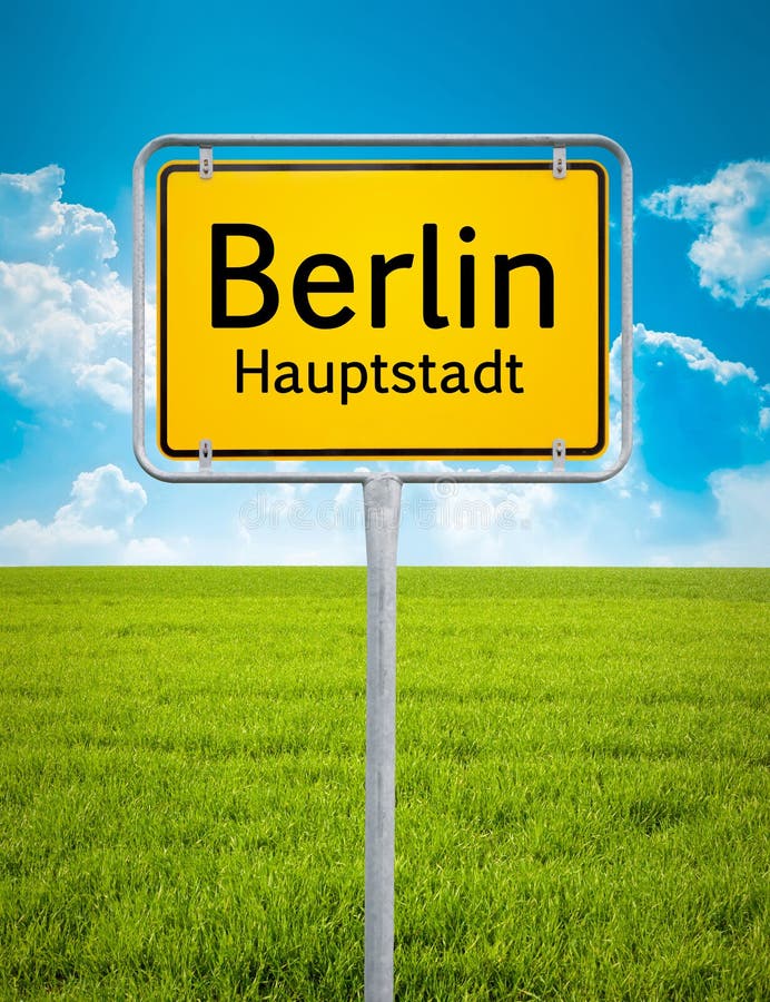 German Road Sign Capital City Berlin Stock Photo - Image of capital ...