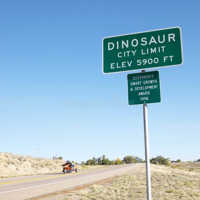 City sign for Dinosaur, CO stock photo. Image of limit - 2046358