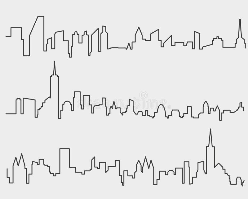 City Silhouette. City Silhouette Thin Line. Abstract City Silhouette ...