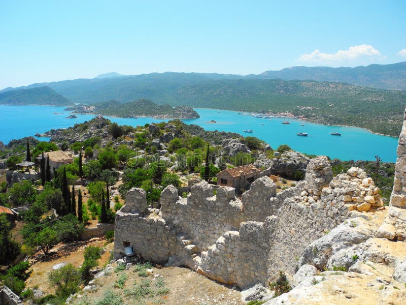 The City of Simena, Turkey. Stock Image - Image of city, boats: 85723019