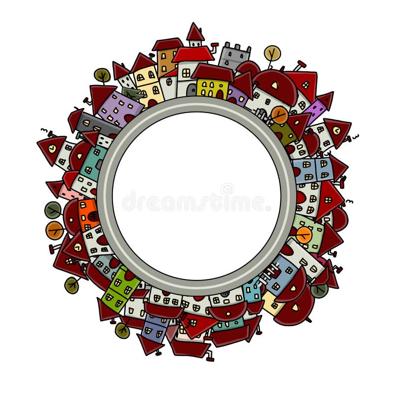 City Sketch, Frame for Your Design Stock Vector - Illustration of retro ...