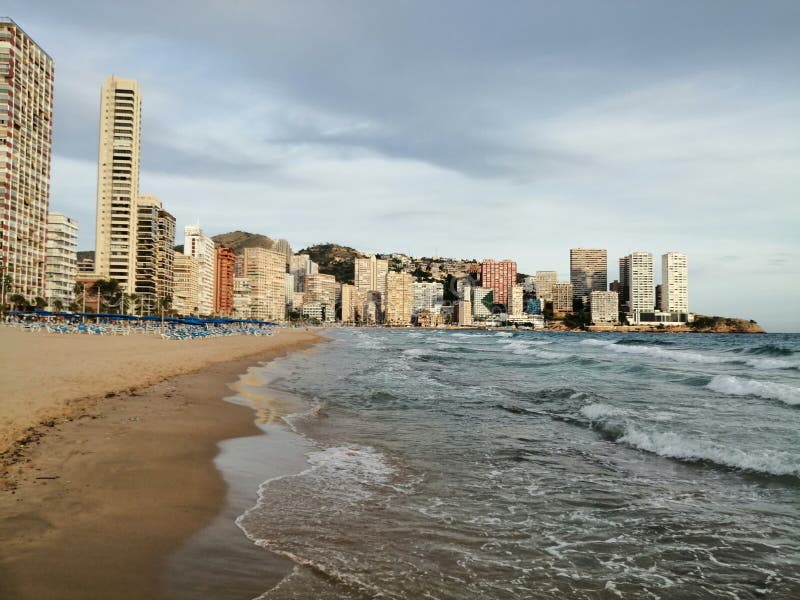 City skyline from beach stock photo. Image of beach - 163292820