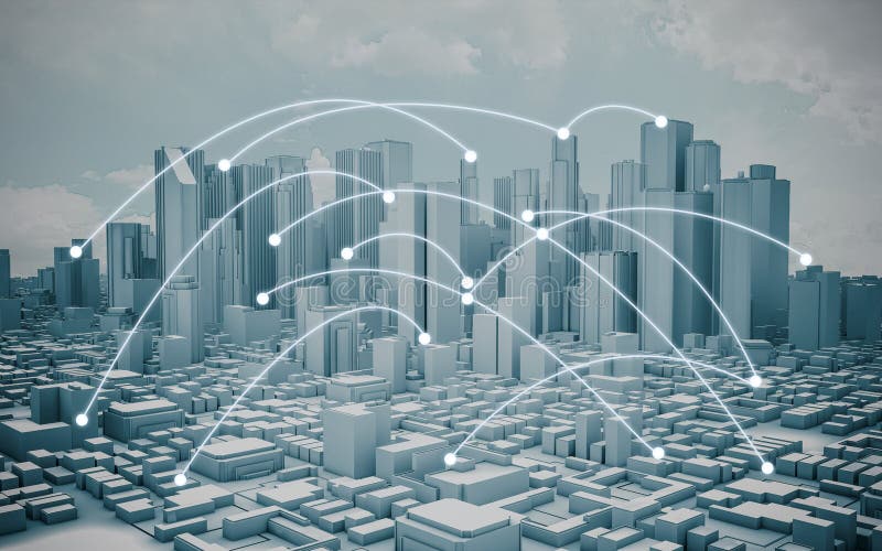 City skyline blue stock image. Image of concept, internet - 105060559