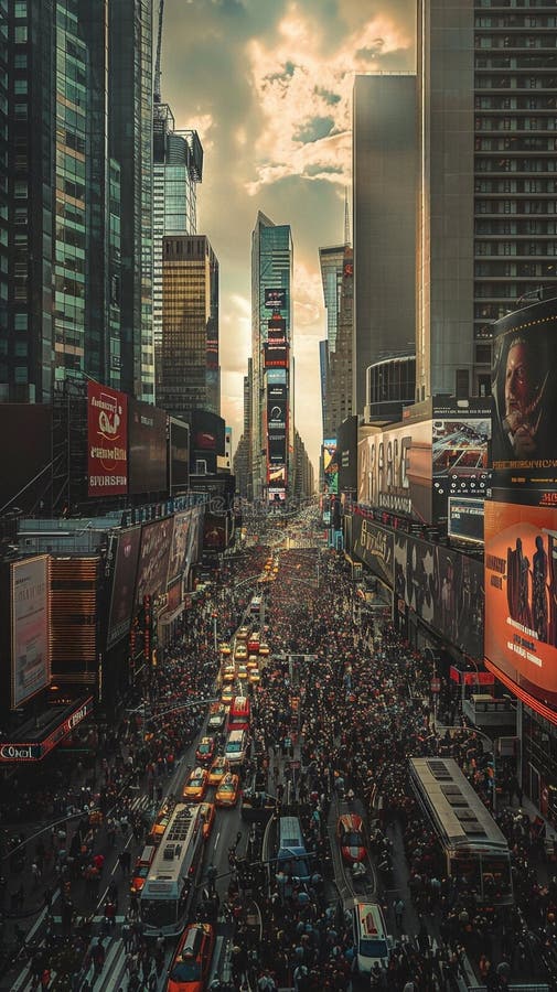 City Skyline Bustling with Midday Activity Stock Illustration ...