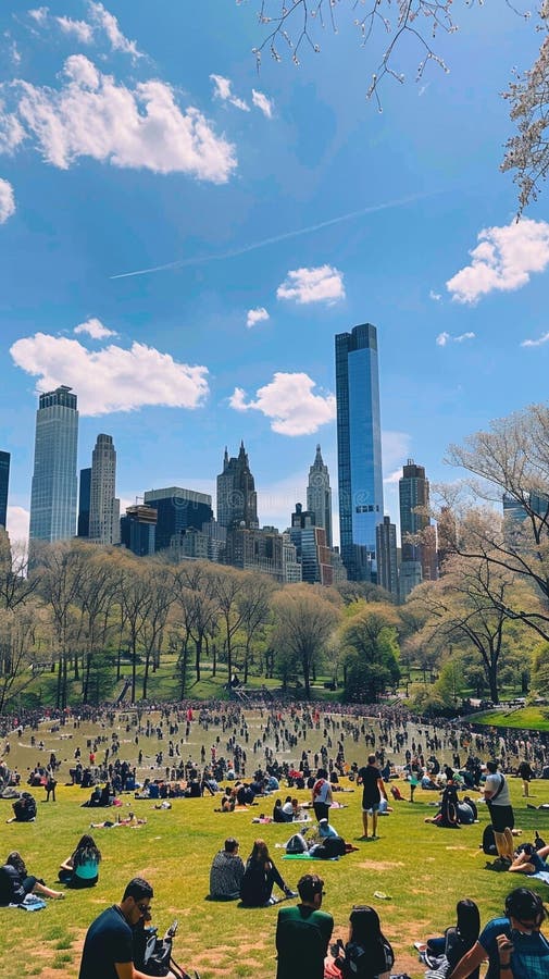 City Skyline Bustling with Midday Activity Stock Illustration ...