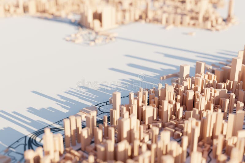 City Skyline of a 3D Engineering Model. Architecture, Construction and ...