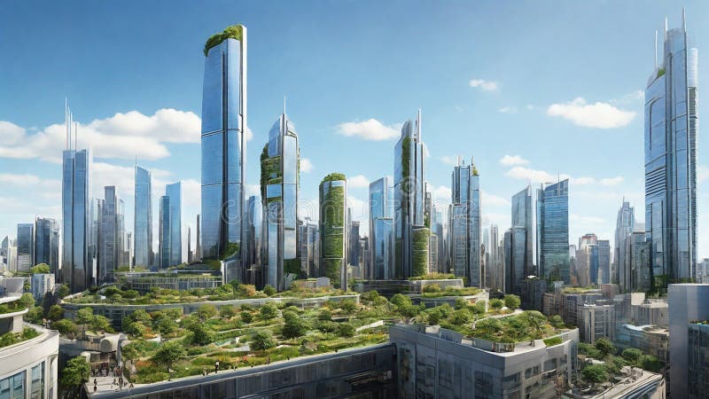 A City Skyline with Diverse Architectural Designs, Towering Skyscrapers ...