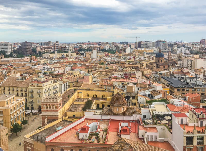 City Sky Landscape View of Valencia City Spain Stock Image - Image of ...