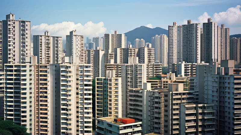 City Skyline with Majestic Mountains in the Backdrop Stock Illustration ...