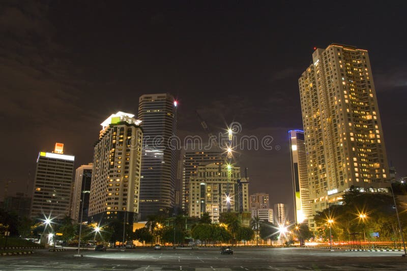 City Skyline at Night stock photo. Image of downtown, night - 3898754