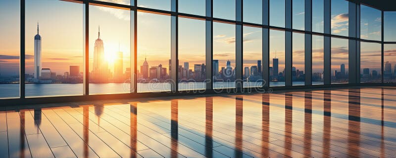 City Skyline from a Office Building Stock Illustration - Illustration ...