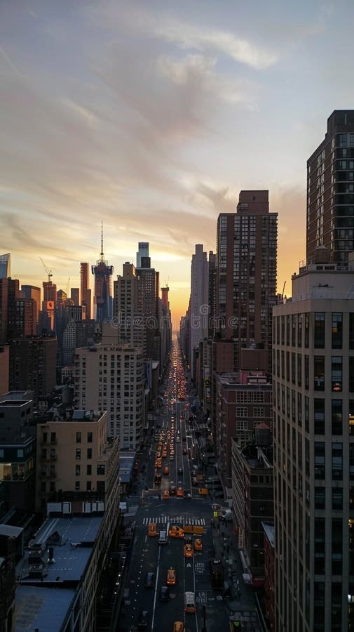 City Skyline Shadows at Sunset Stock Illustration - Illustration of ...