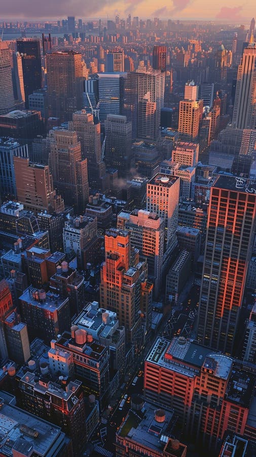 City Skyline Shadows at Sunset Stock Illustration - Illustration of ...