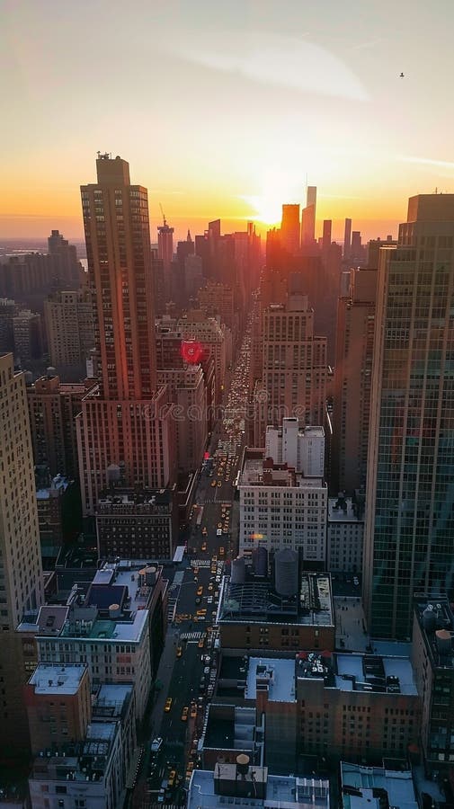 City Skyline Shadows at Sunset Stock Illustration - Illustration of ...