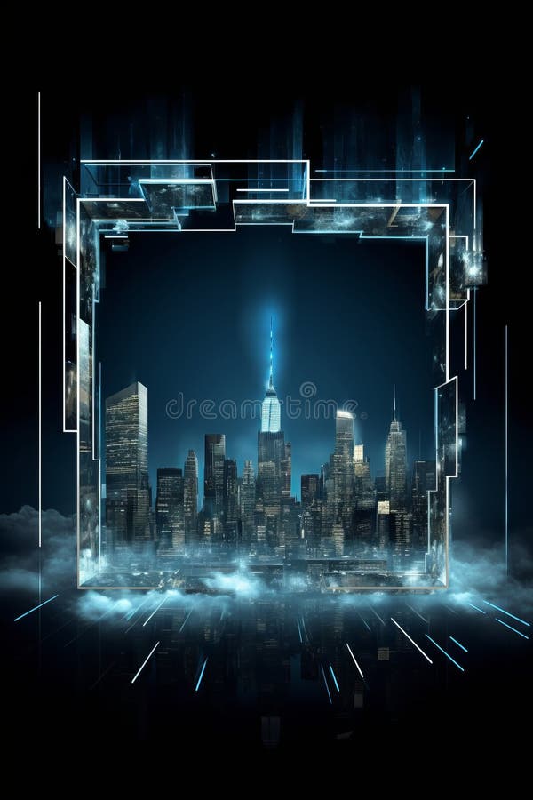 The City Skyline is Shown in an Abstract Frame Stock Illustration ...